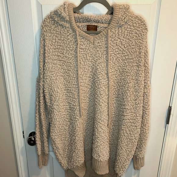 POL | Sweaters | Pol Large Beige Hooded Popcorn Knit Sweater New | Poshmark